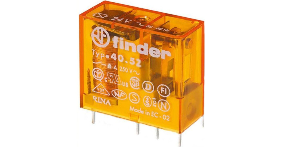 Finder 40.52.9.024.0000 Relé 8A 24VDC monostabil IP20 - Relék ...